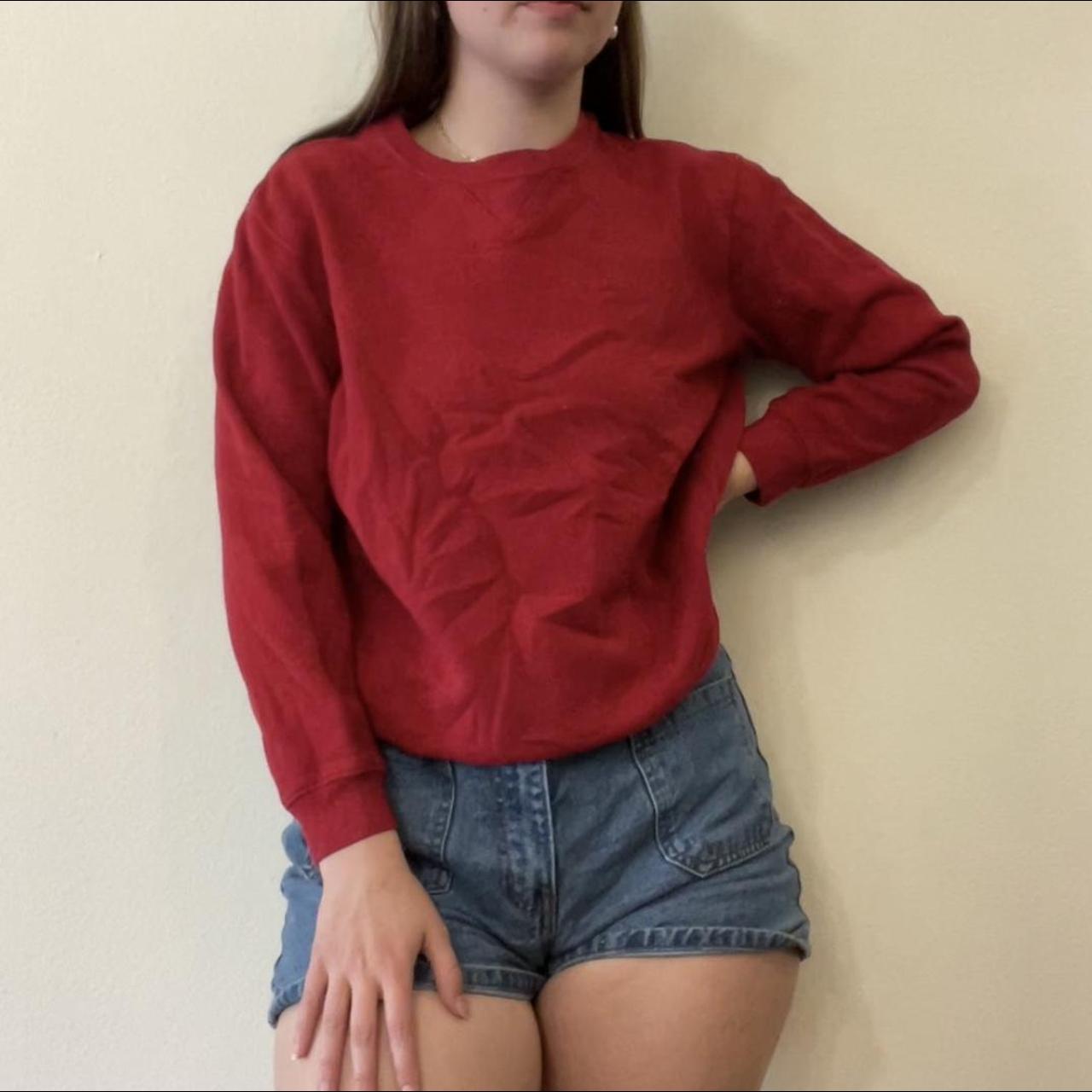 Plain red crewneck sweatshirt. Color is more... - Depop