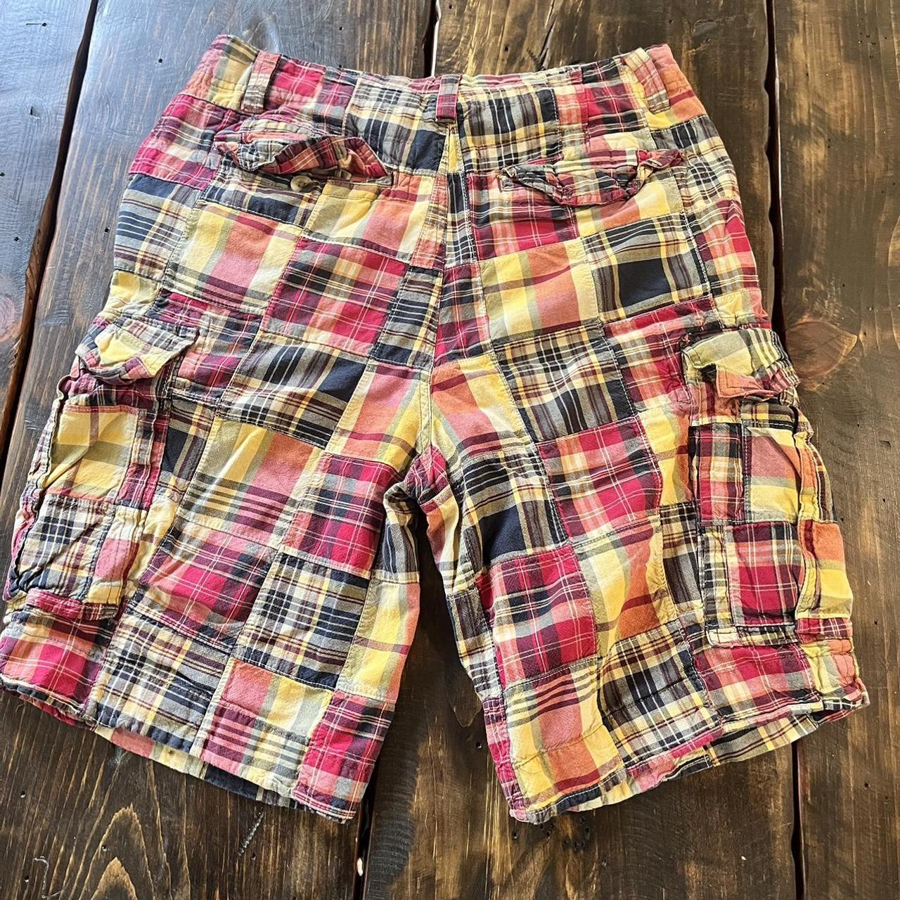 Plugg Plaid Patchwork Shorts Size 30” Kapital... - Depop