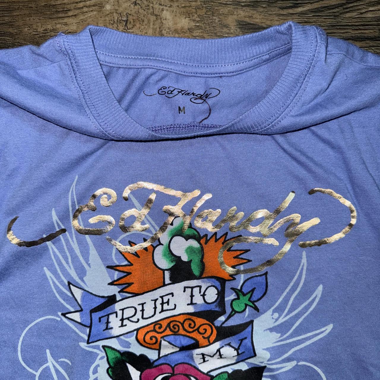 Medium Lavender Ed Hardy baby tee - color most... - Depop