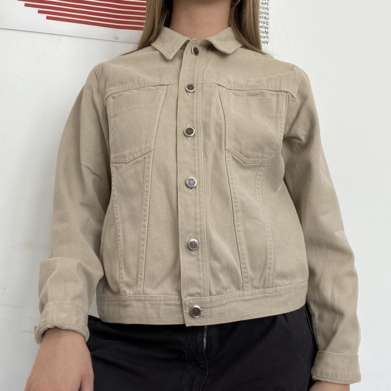 Beige canvas button up jacket, perfect for summer,... - Depop