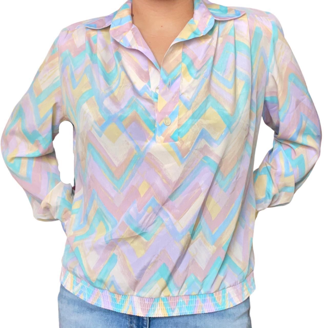 Philippe Marques 80s Button Up Blouse with light... - Depop