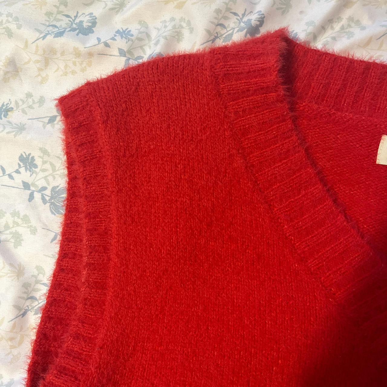Fuzzy red oversized sweater vest - Depop