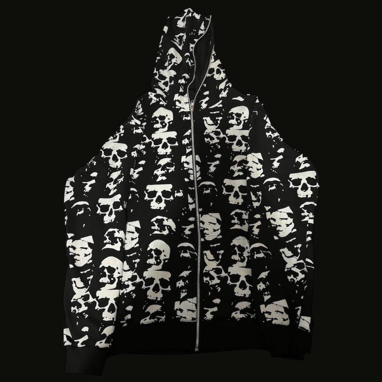 Rare Limited Release Y2K Skulls AOP Hoodie XL, Great... | Depop