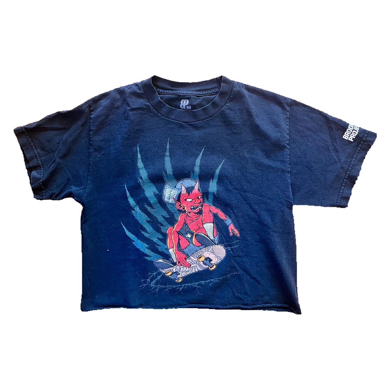 Cropped Skatin devil T Size S Raw hem #skater... - Depop