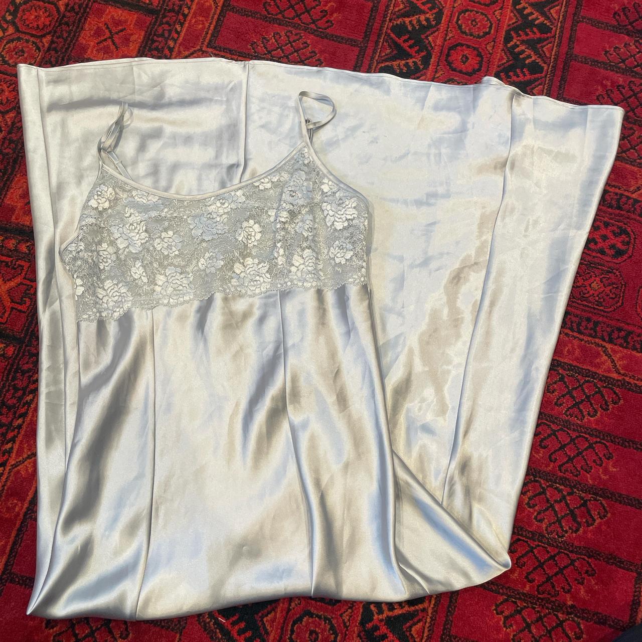 Vintage Victorias Secret silver satin slip dress... | Depop