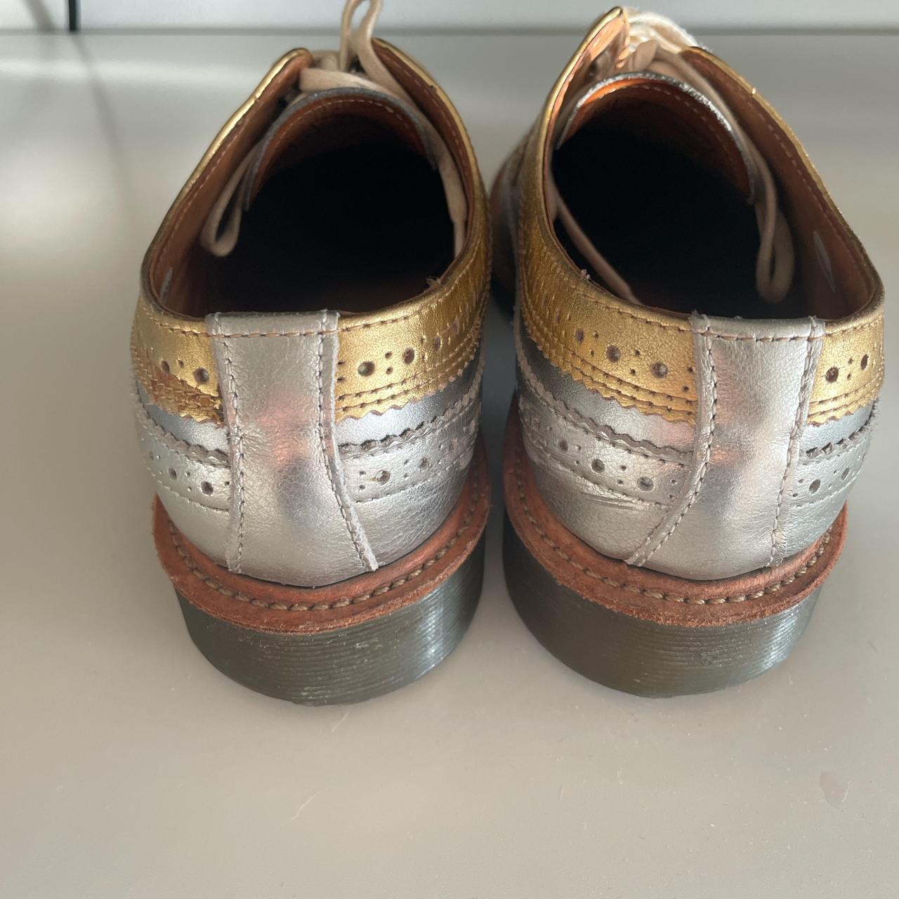 Dr martens Silver brogues with gold trim and leather... - Depop