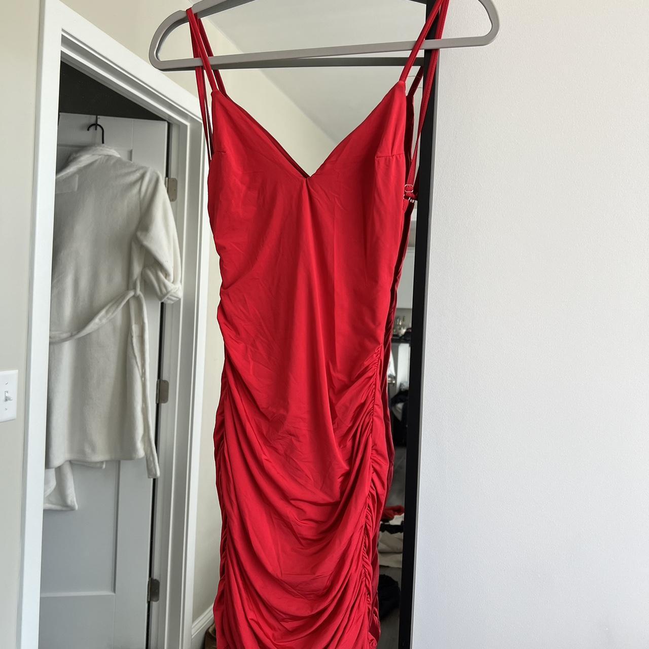 Red bodycon open back dress #miami #clubbing... - Depop