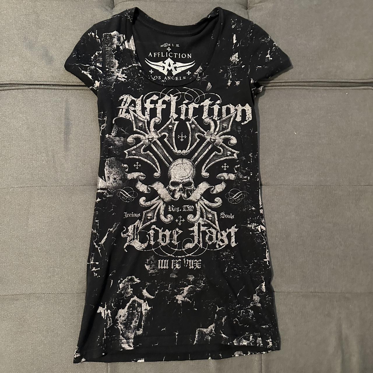 Affliction Women's Black Shirt | Depop