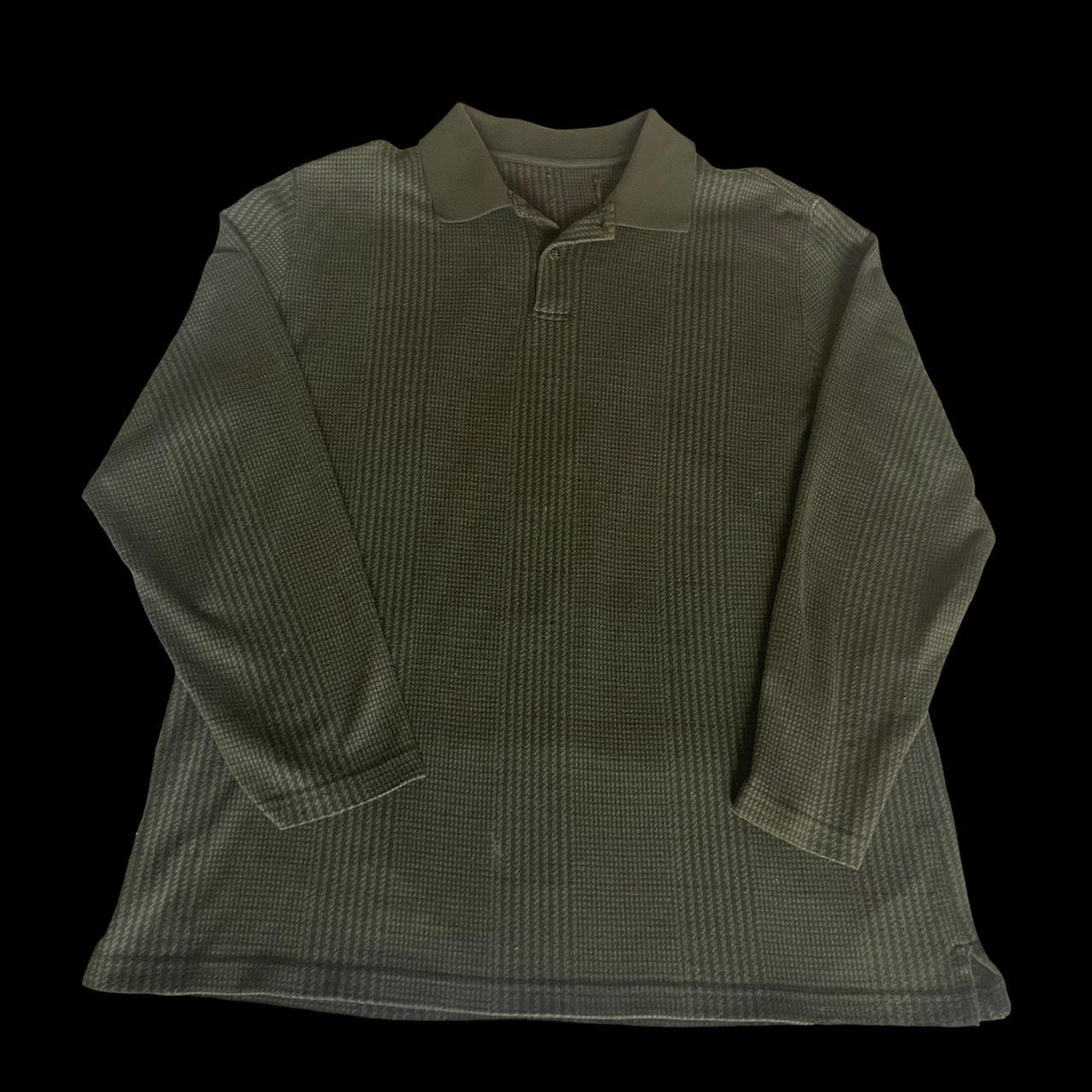 ~ Green Houndstooth Pattern Collared Long Sleeve... - Depop