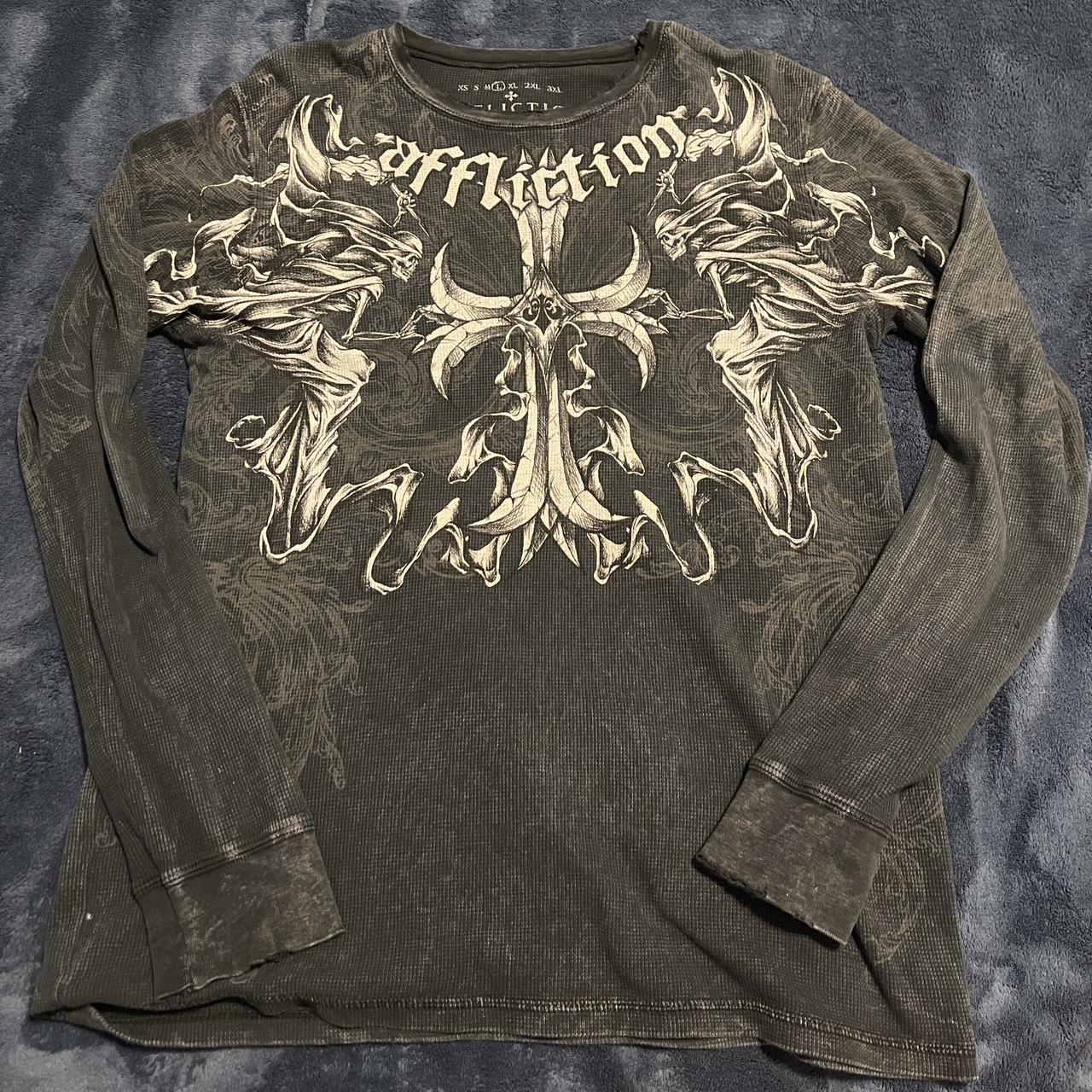rare affliction thermal small hole in the... - Depop