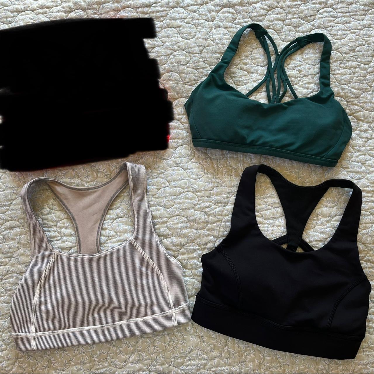 Lululemon Bra Bundle - Black Green & Gray Size 2... | Depop