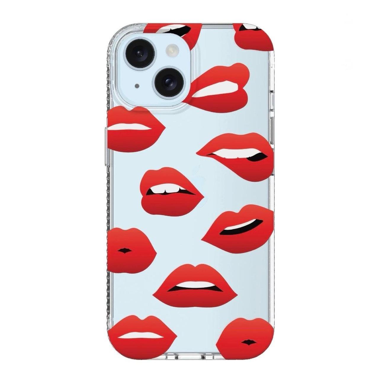 Clear Red Kiss Lips Phone Case for iPhone... | Depop