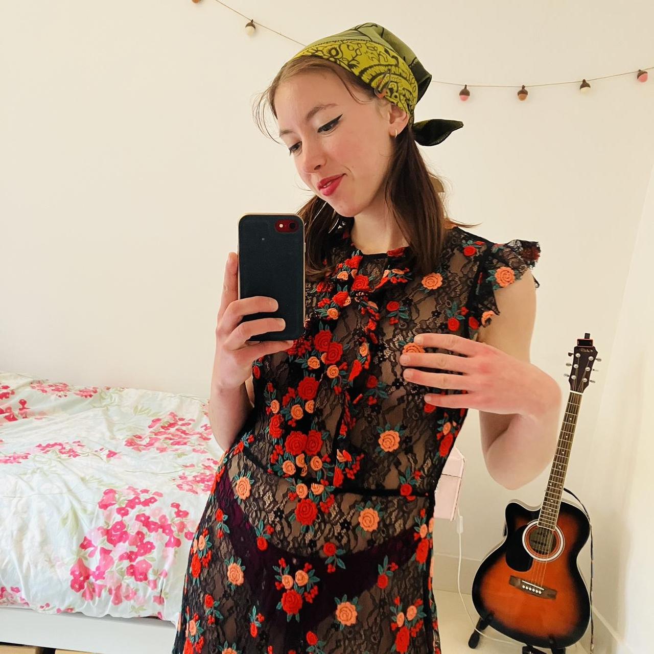 🥀 Beautiful Spanish style rose black lace maxi dress... - Depop