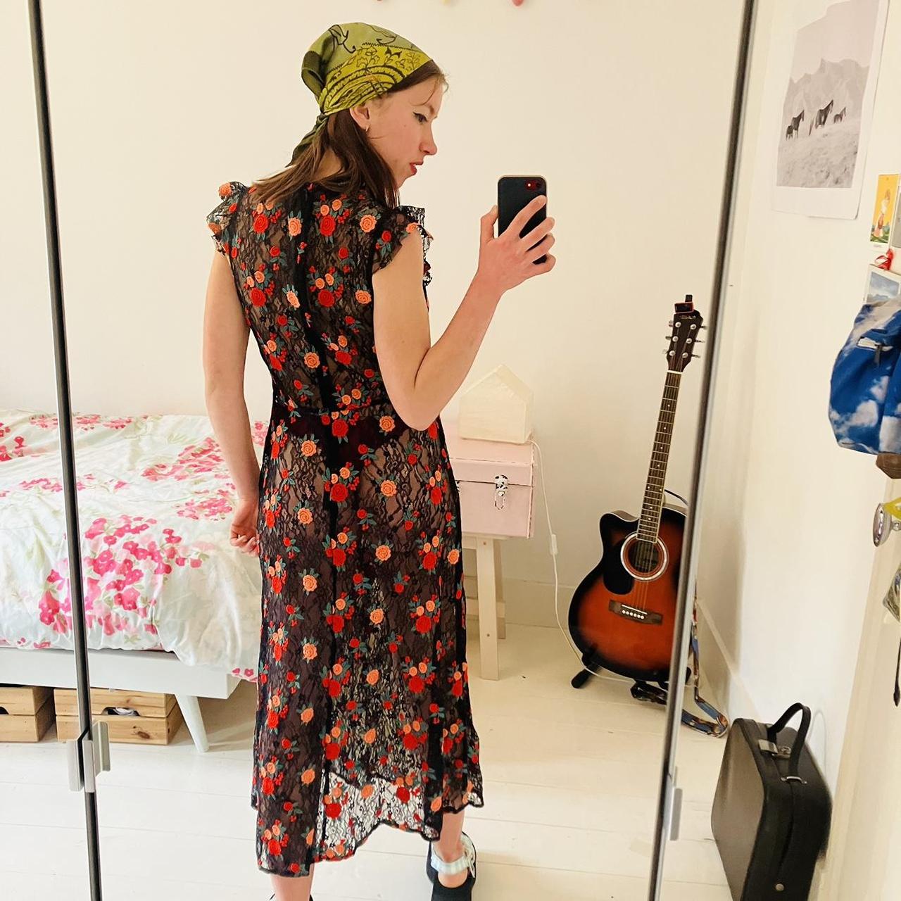 🥀 Beautiful Spanish style rose black lace maxi dress... - Depop