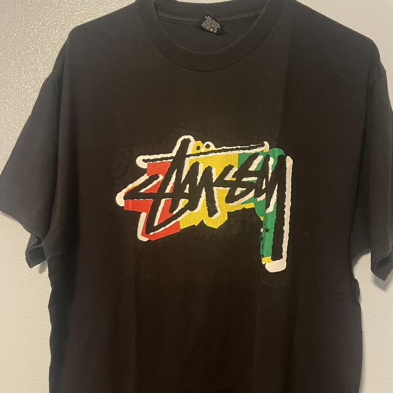 STUSSY Rasta Tri Color Tee sz L condition:... - Depop