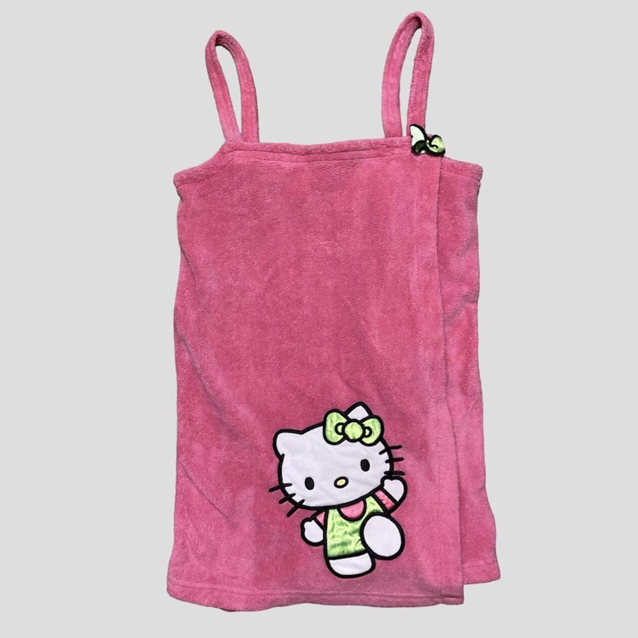 y2k hello kitty pink wraparound towel dress brand... - Depop