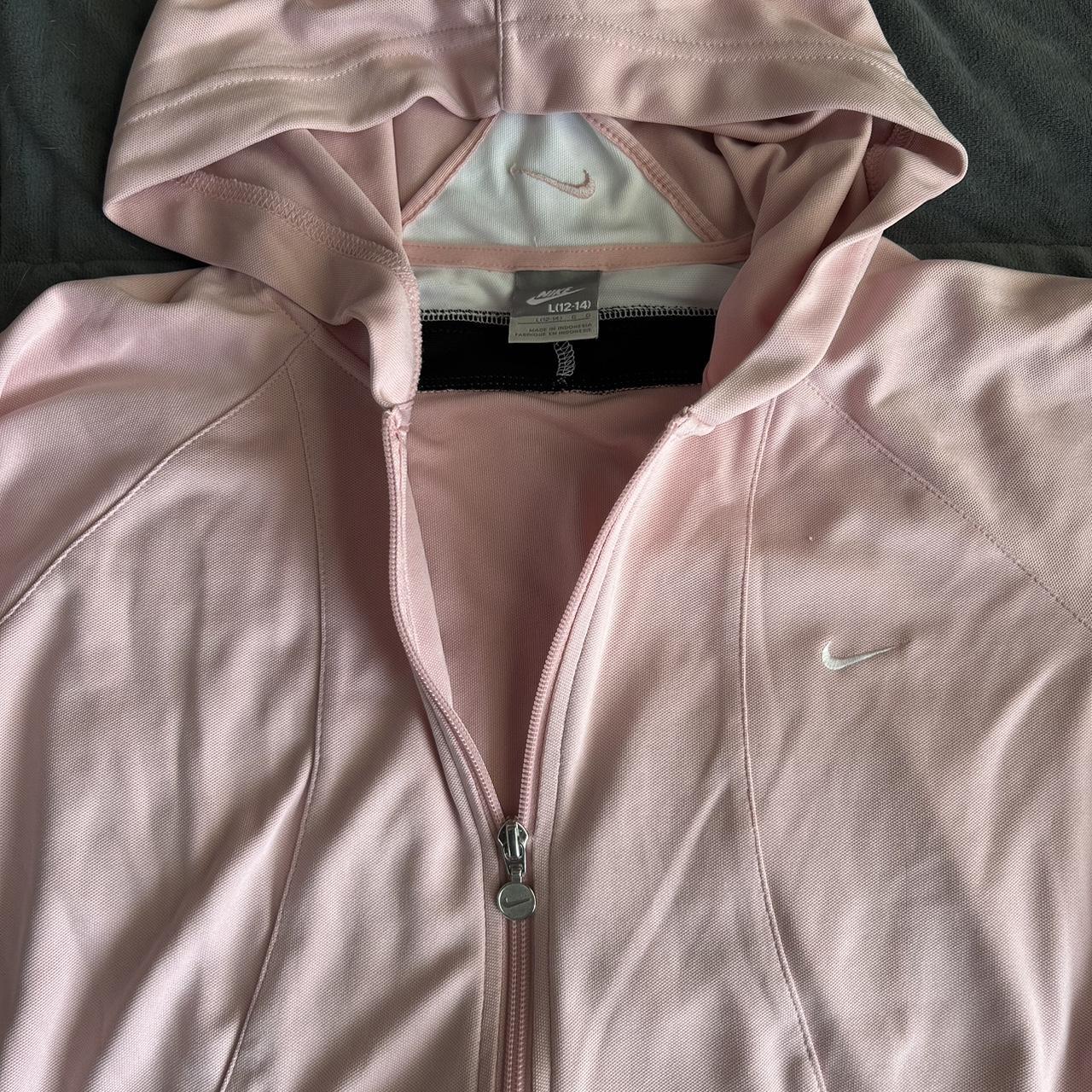 Baby Pink Nike zip-up!! Size L- 12/14 but fits... - Depop
