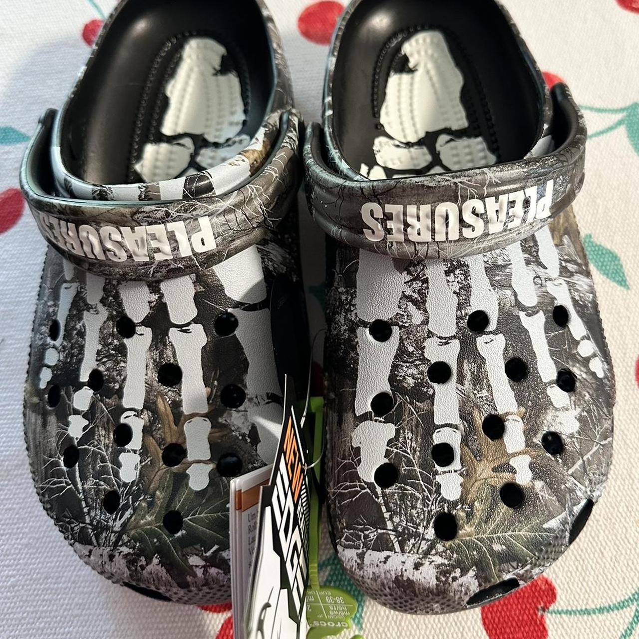 Crocs x Pleasures Camouflage Camo Skeleton Crocs... - Depop