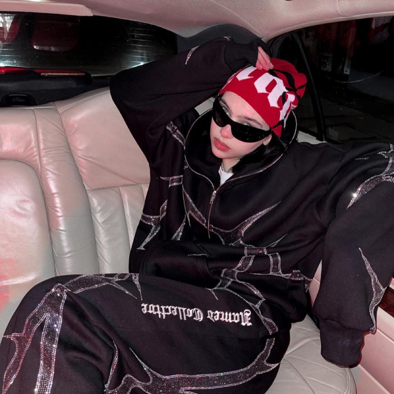 NAMED COLLECTIVE - THORN RHINESTONE BLACK TRACKSUIT... - Depop