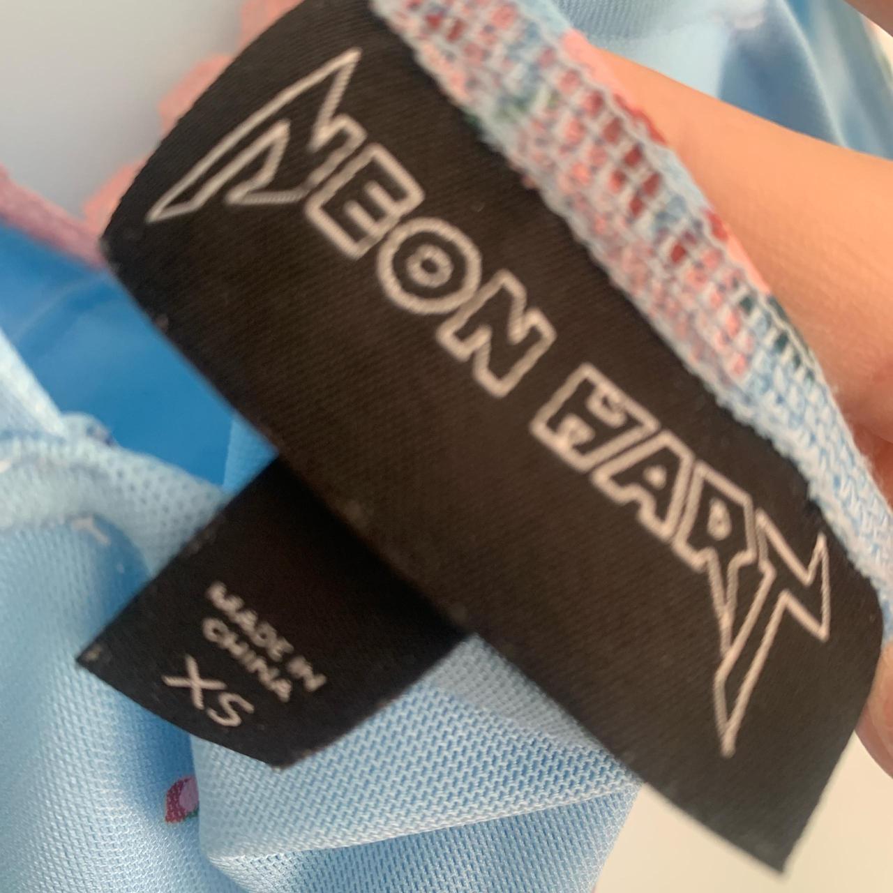 xs neon hart / general pants blue floral mini dress... - Depop