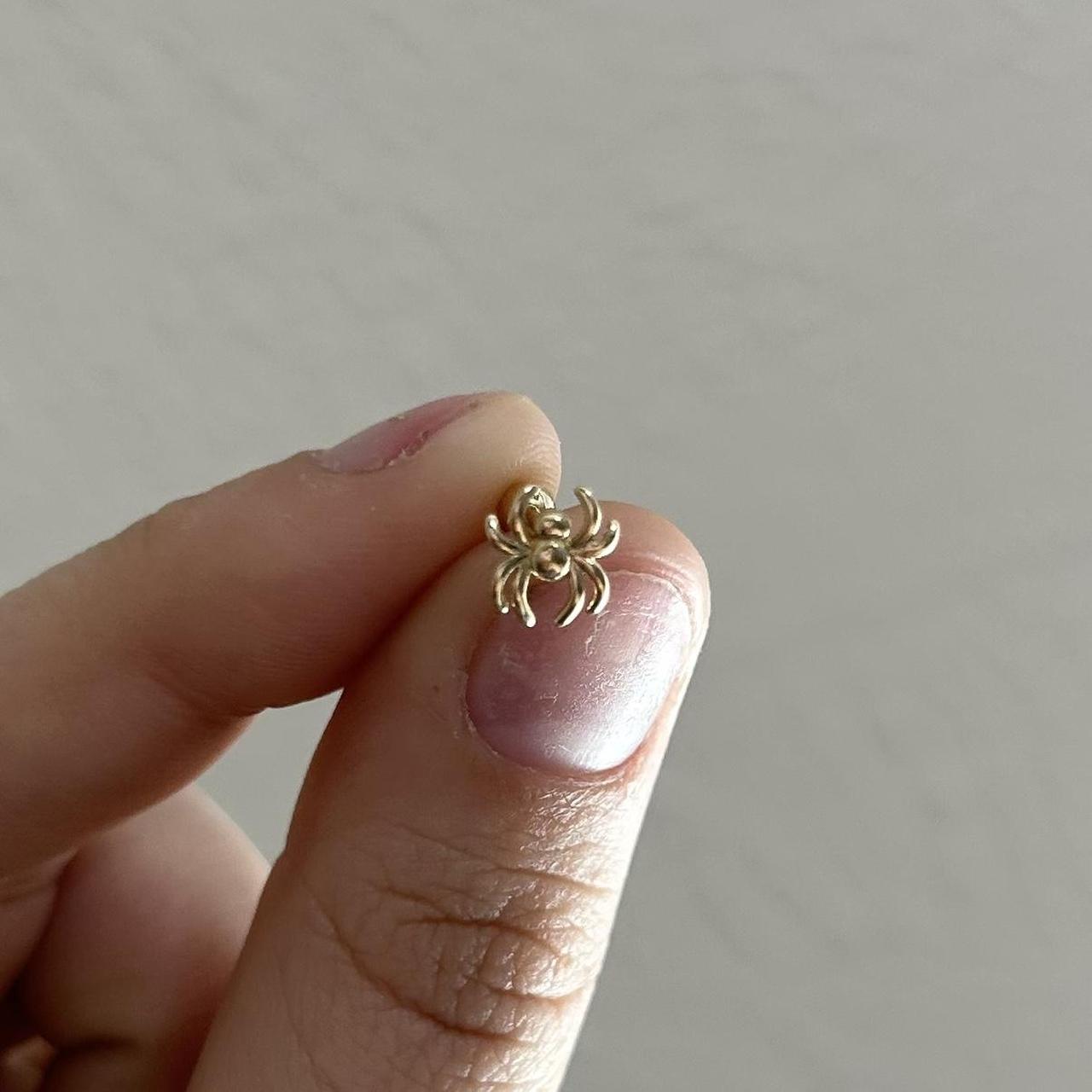 14k solid gold, tiny mini spider 🕷️🕸️ 18 guage, 6mm... - Depop