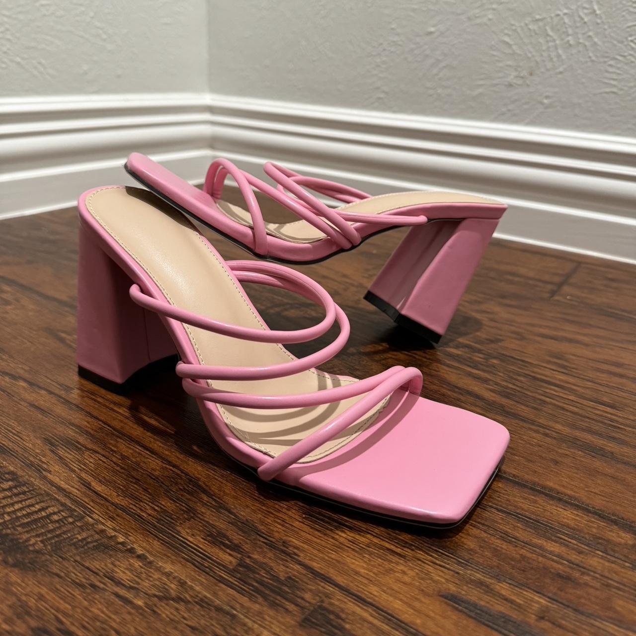 shein - pink mule sandals 👡 multi strapped, chunky... - Depop