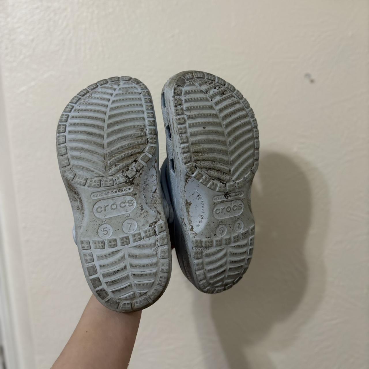 light blue used crocs 🐳 you can honestly clean these... - Depop