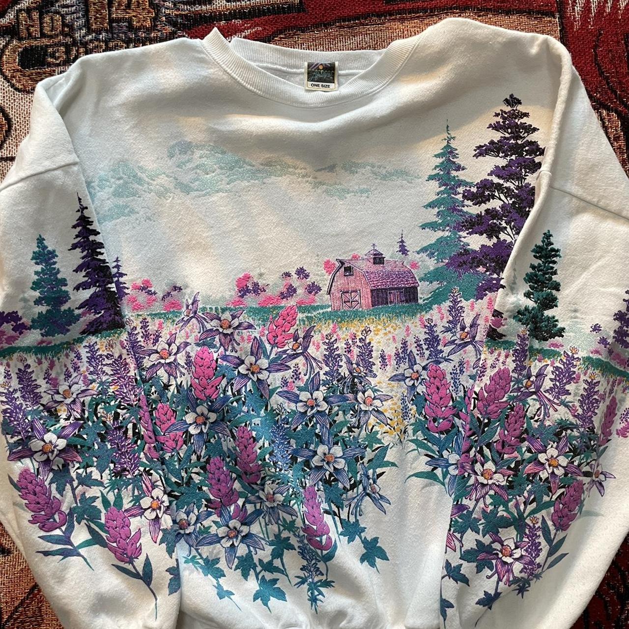 Vintage flower field sweater Size: fits like... - Depop