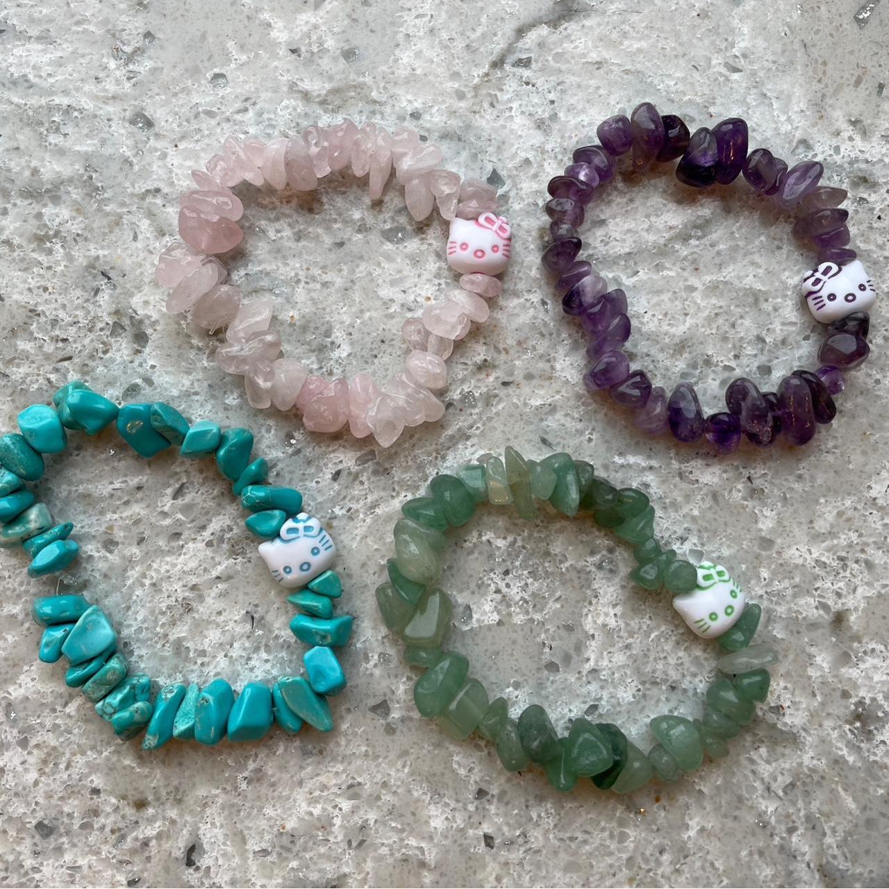 green aventurine crystal gemstone chip sanrio hello... - Depop