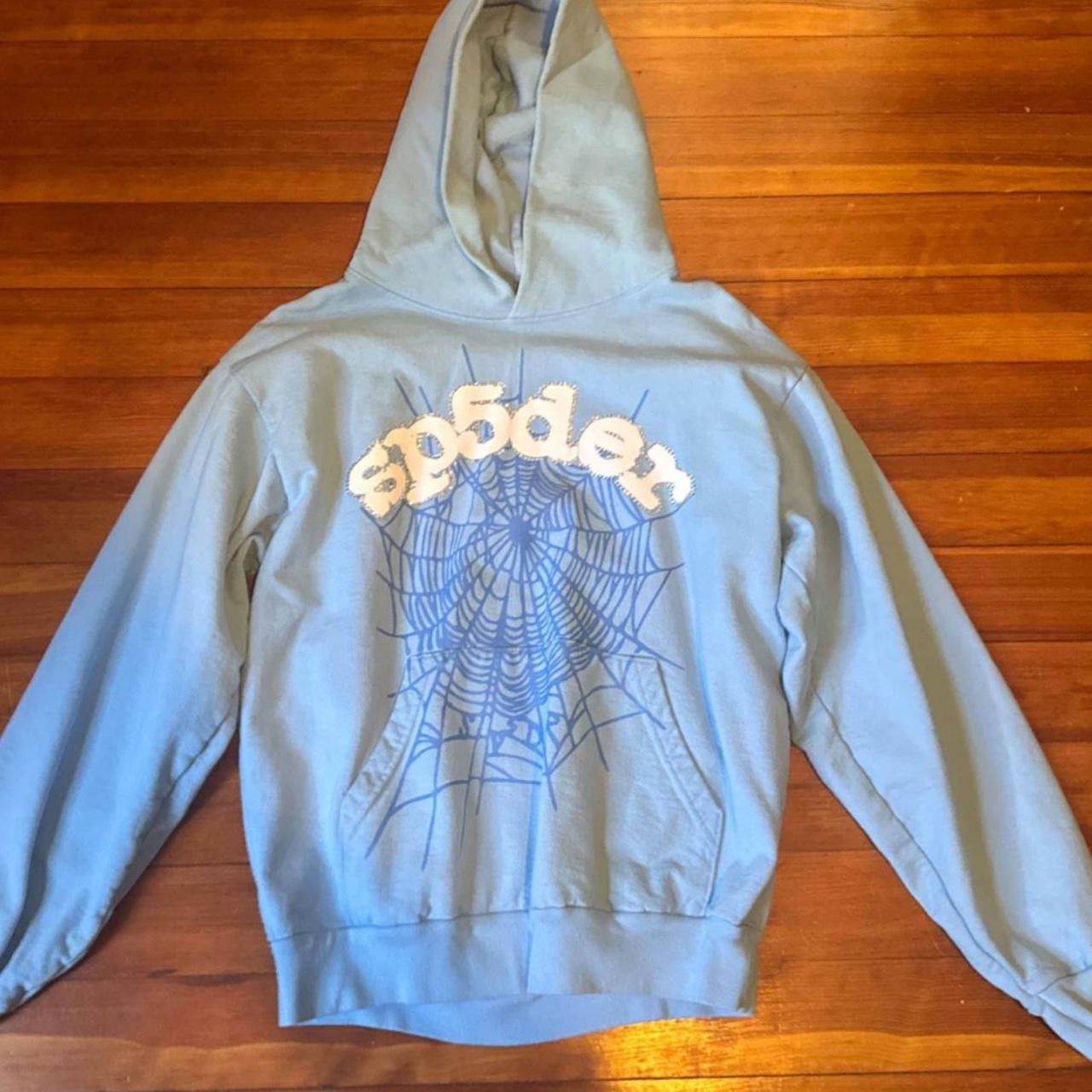 (TAKING OFFERS) Light Blue Sp5der Hoodie | Depop
