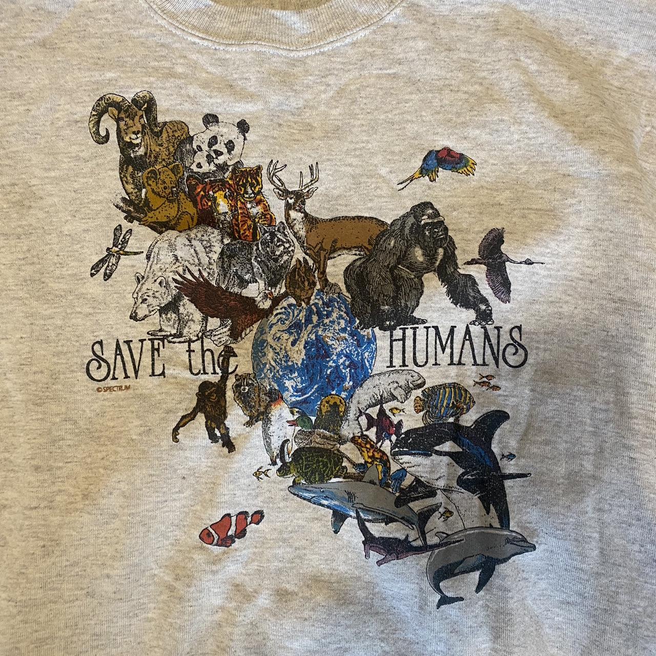 Vintage jerzees save the humans crewneck. Very cool... - Depop