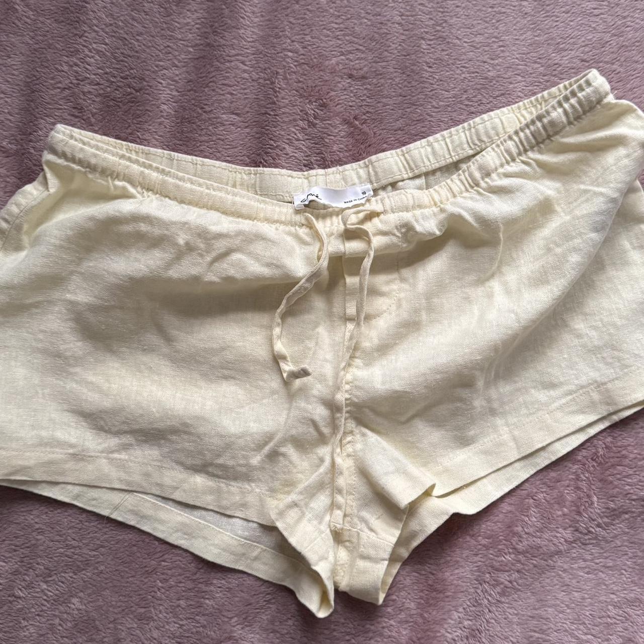 brand new supre linen yellow shorts (took off tags... | Depop