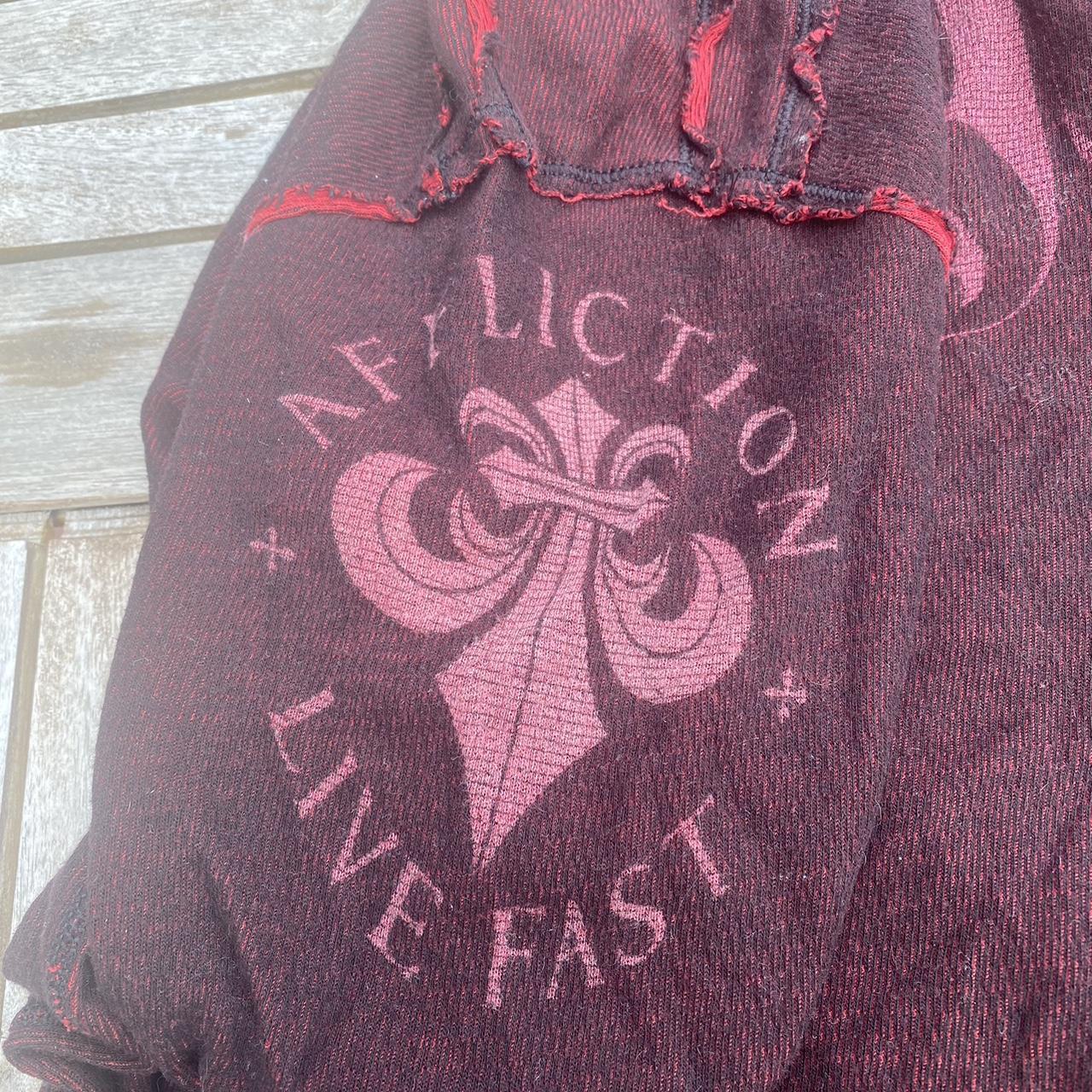 Affliction Reversible skull crown maroon/red Long... - Depop