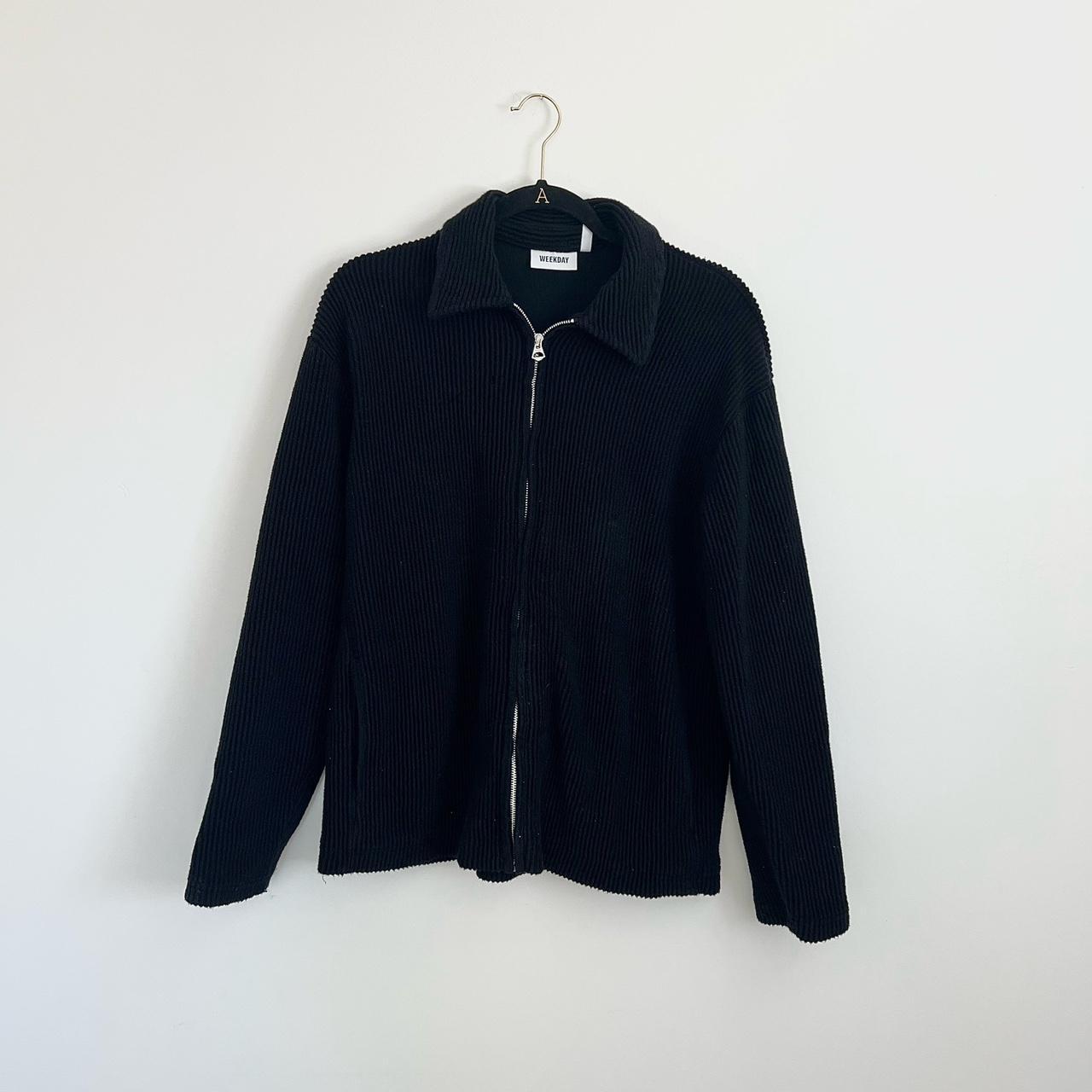 Weekday Collared Ribbed Zip Up Cardigan perfect... - Depop
