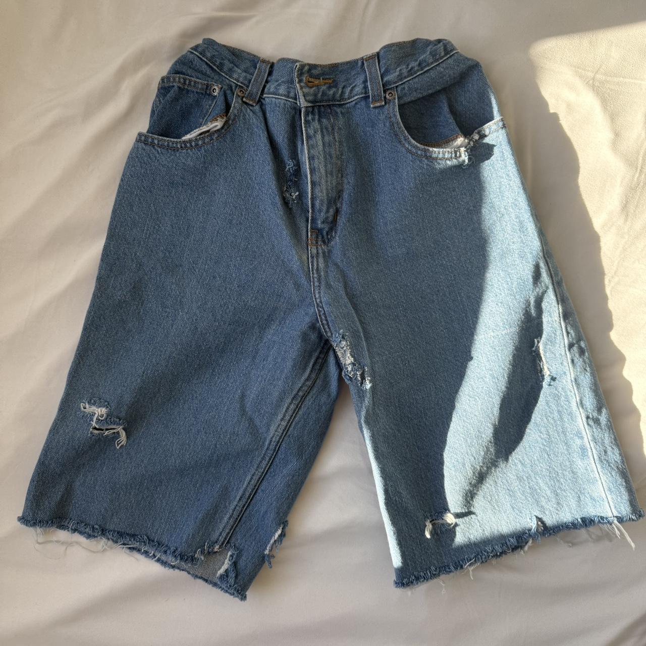 ripped jorts with adjustable waist band - Depop