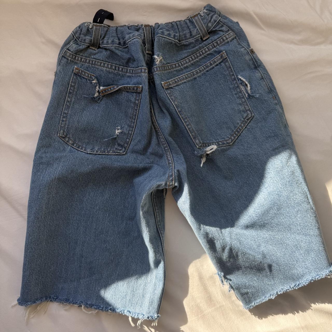 ripped jorts with adjustable waist band - Depop