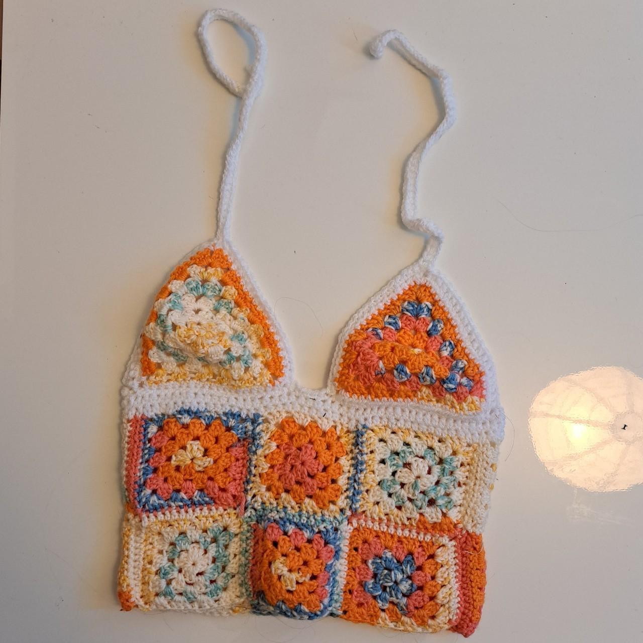 I handmade this beautiful crochet top. With a white... - Depop