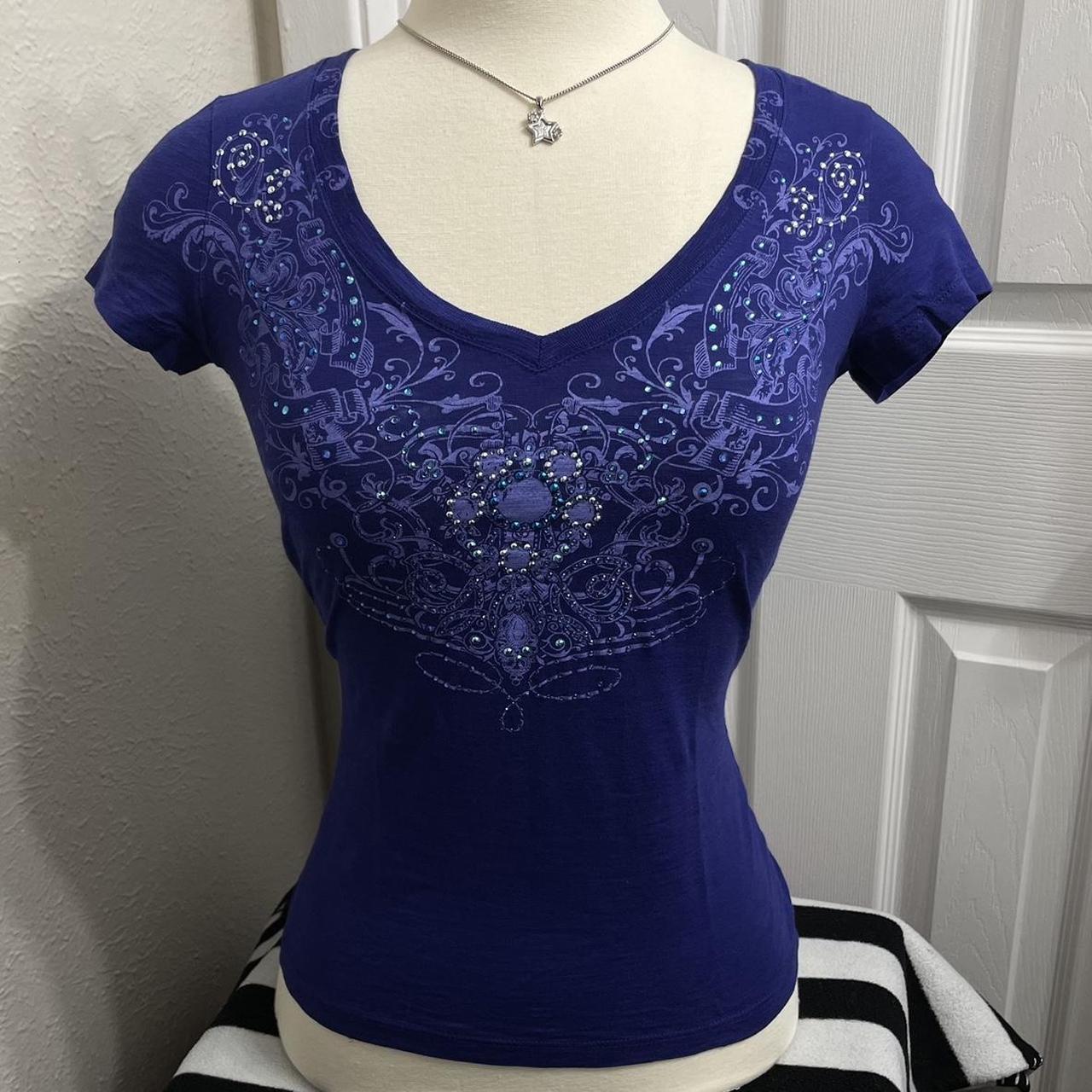 Y2k grunge rhinestone top Express grunge purple... - Depop