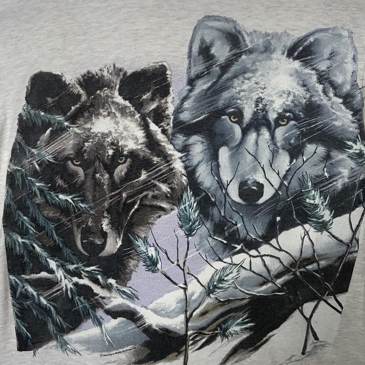 * 1993 vintage TWO WOLVES tee shirt with “Harlequin... - Depop