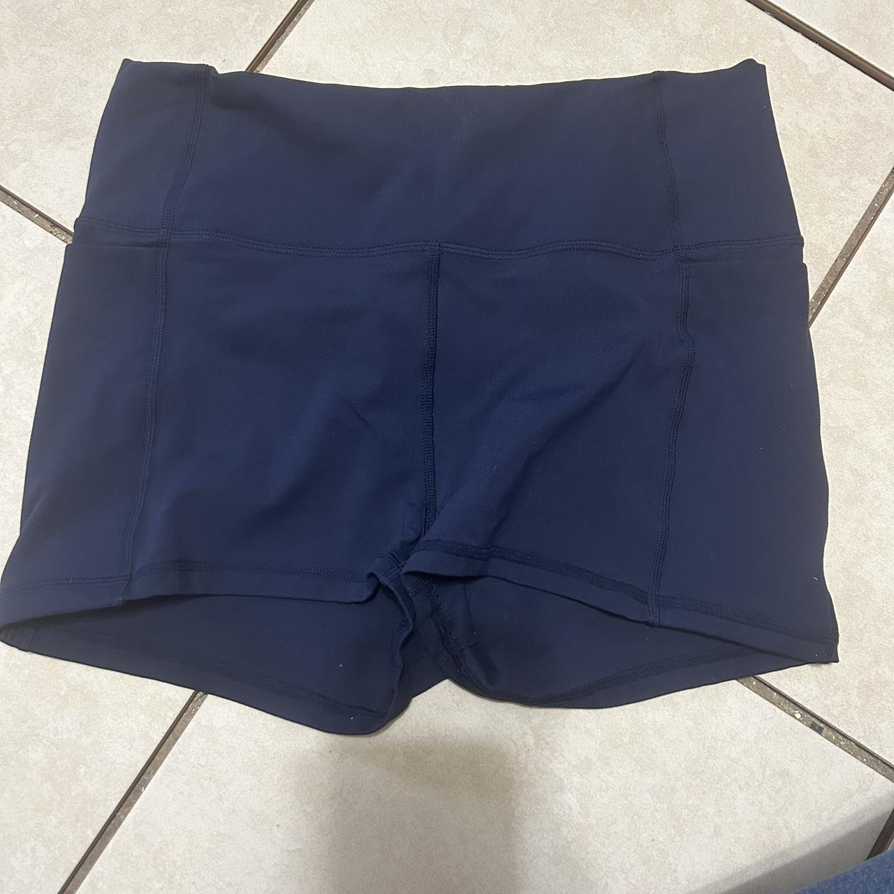 navy blue fabletics spandex shorts pockets on both... - Depop