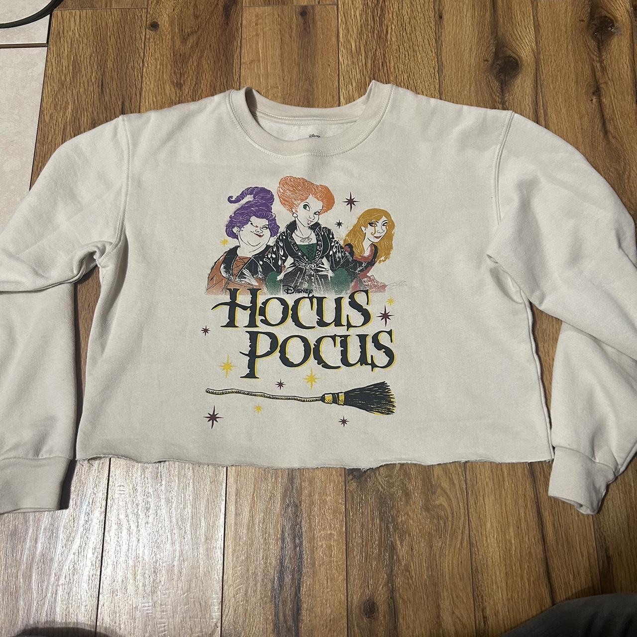 beige cropped Hocus Pocus sweatshirt size... - Depop