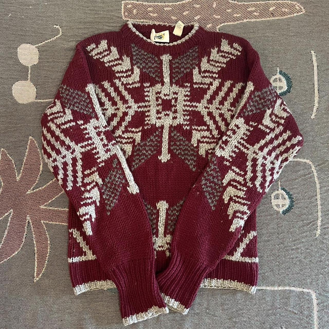 Vintage 1990s Knit Wool Sweater size S thick... - Depop