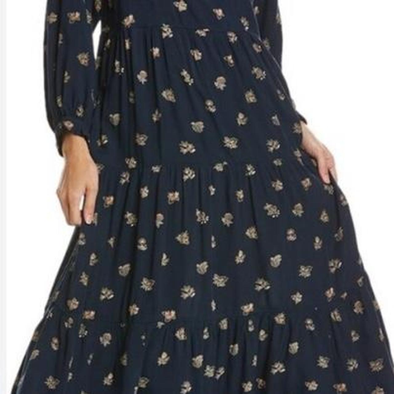 Madewell navy blue floral maxi dress with long... | Depop