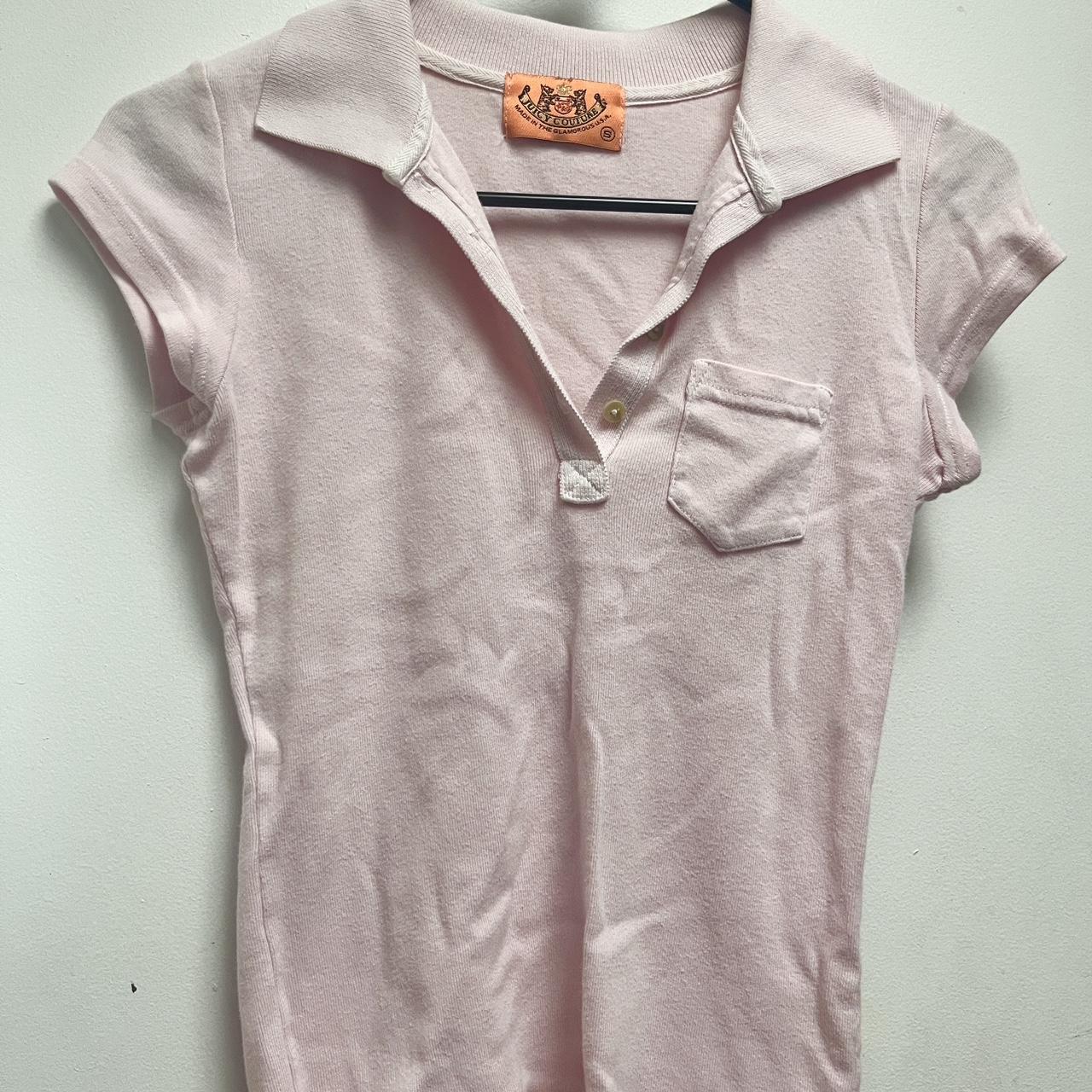 vintage Juicy Couture baby pink polo tee size... - Depop