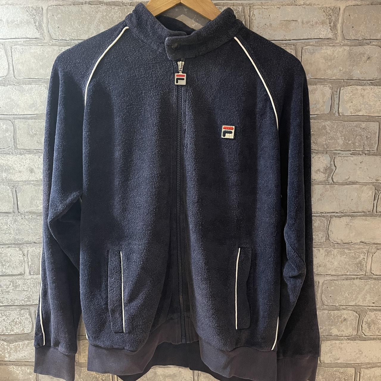 Navy Fila tracksuit top (Size M) in very good... - Depop