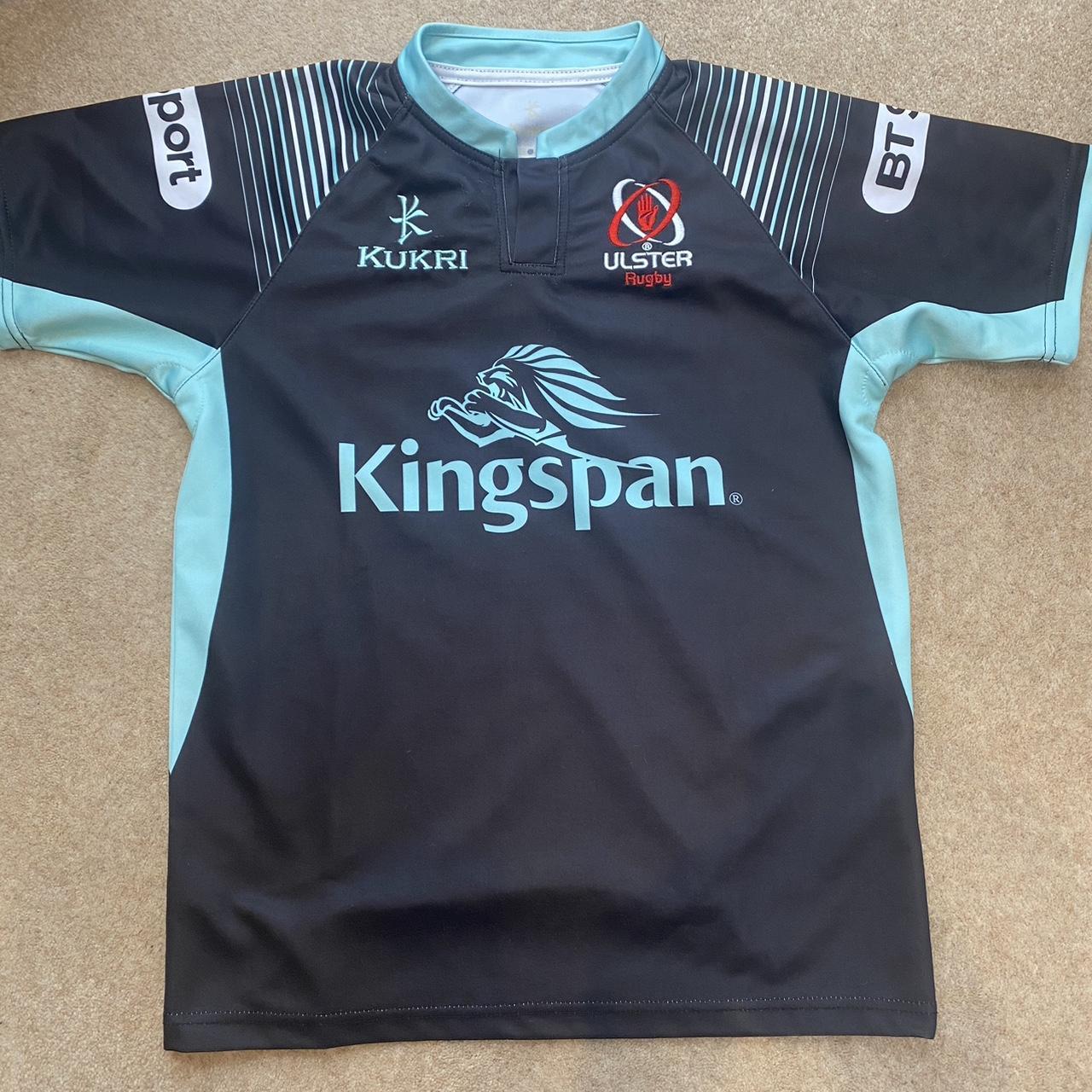 Ulster rugby shirt. Black and blue. Medium. - Depop