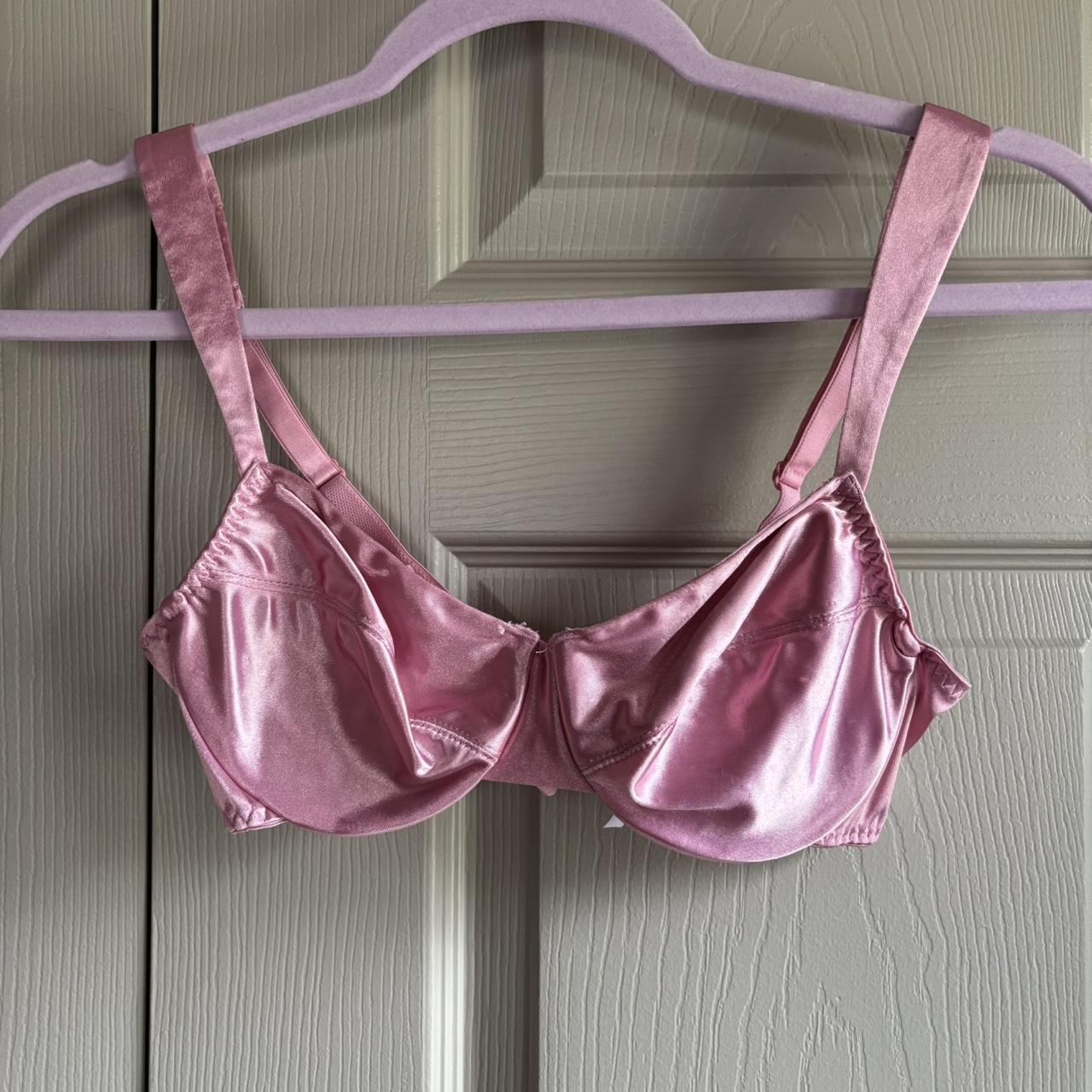 pink satin underwire unlined bra by delicates | Depop