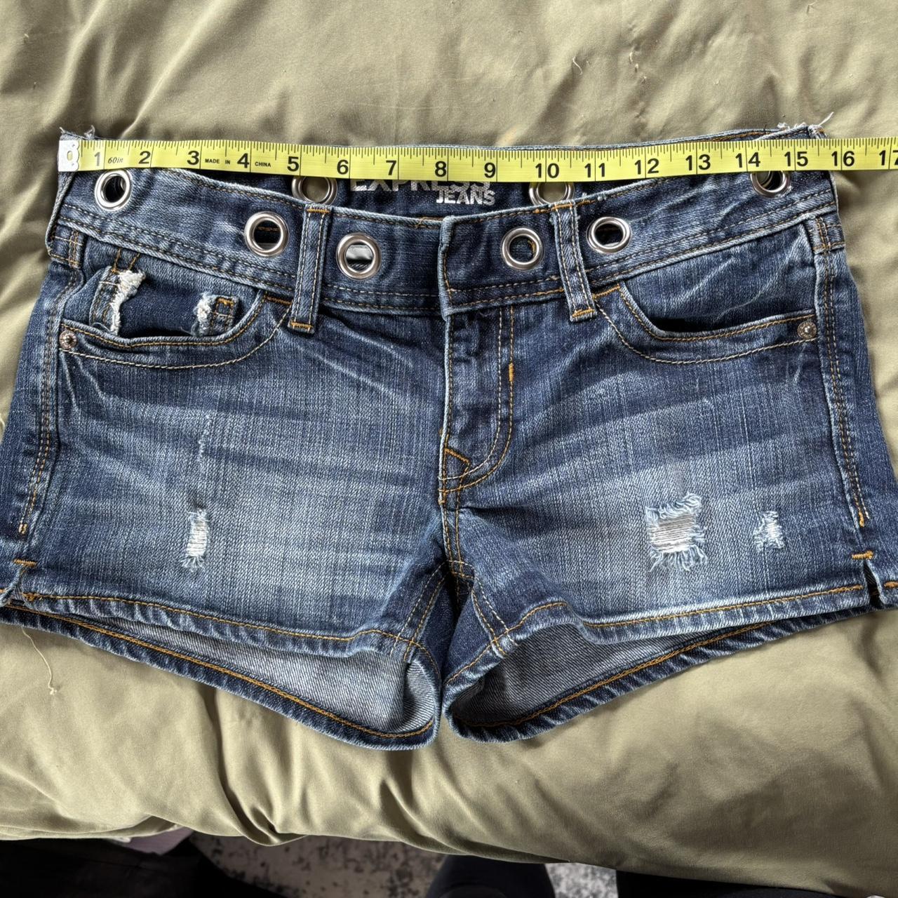 express distressed micro low rise shorts late 2000s... | Depop