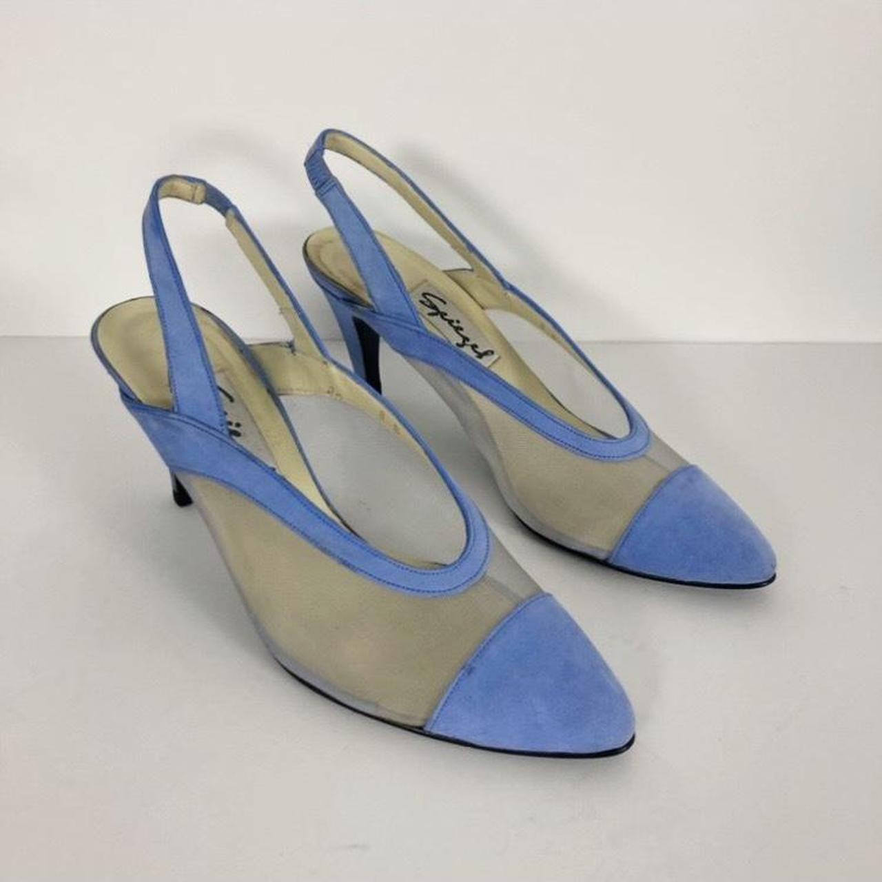 80s PERIWINKLE SHEER MESH PUMPS Beautiful slingback... - Depop