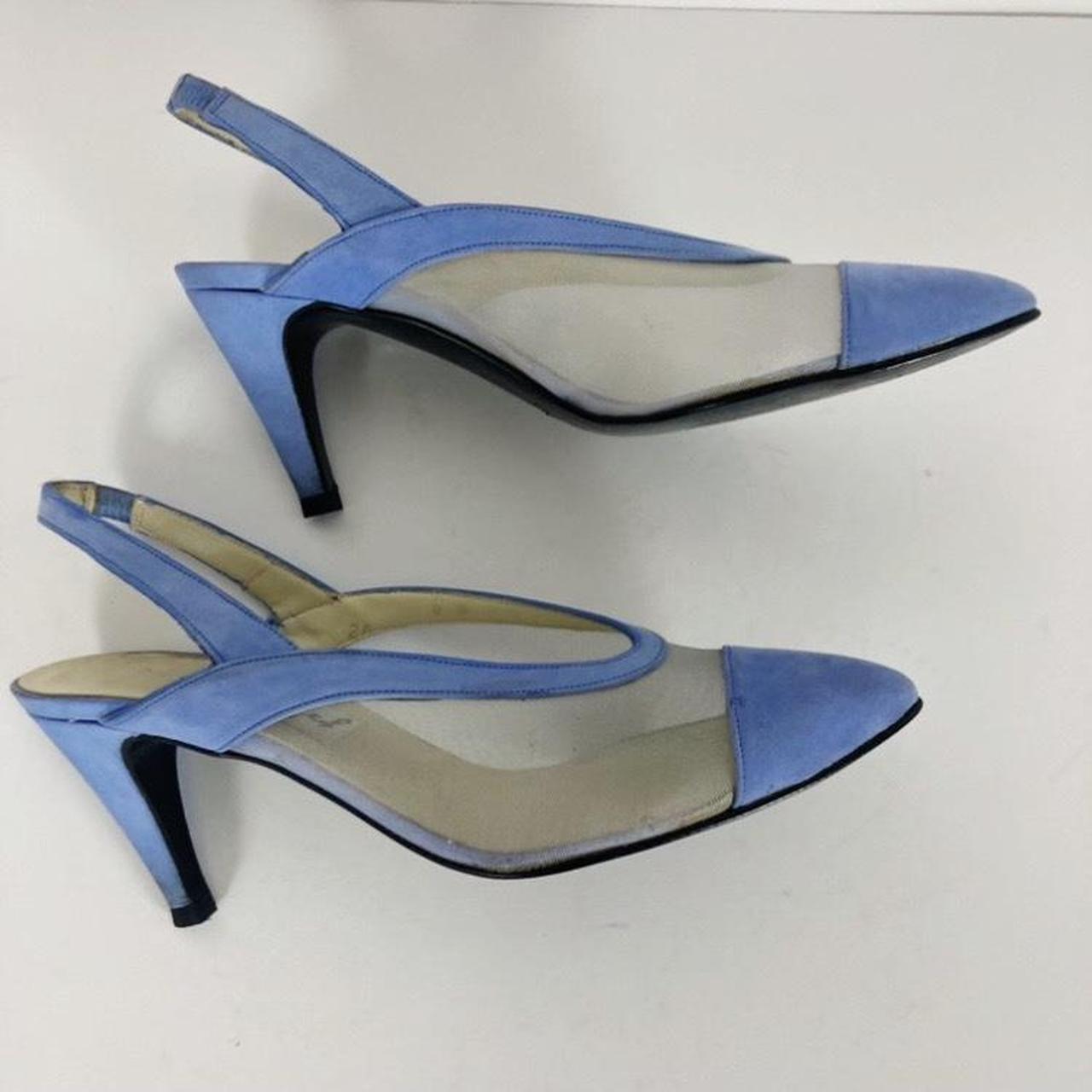 80s PERIWINKLE SHEER MESH PUMPS Beautiful slingback... - Depop